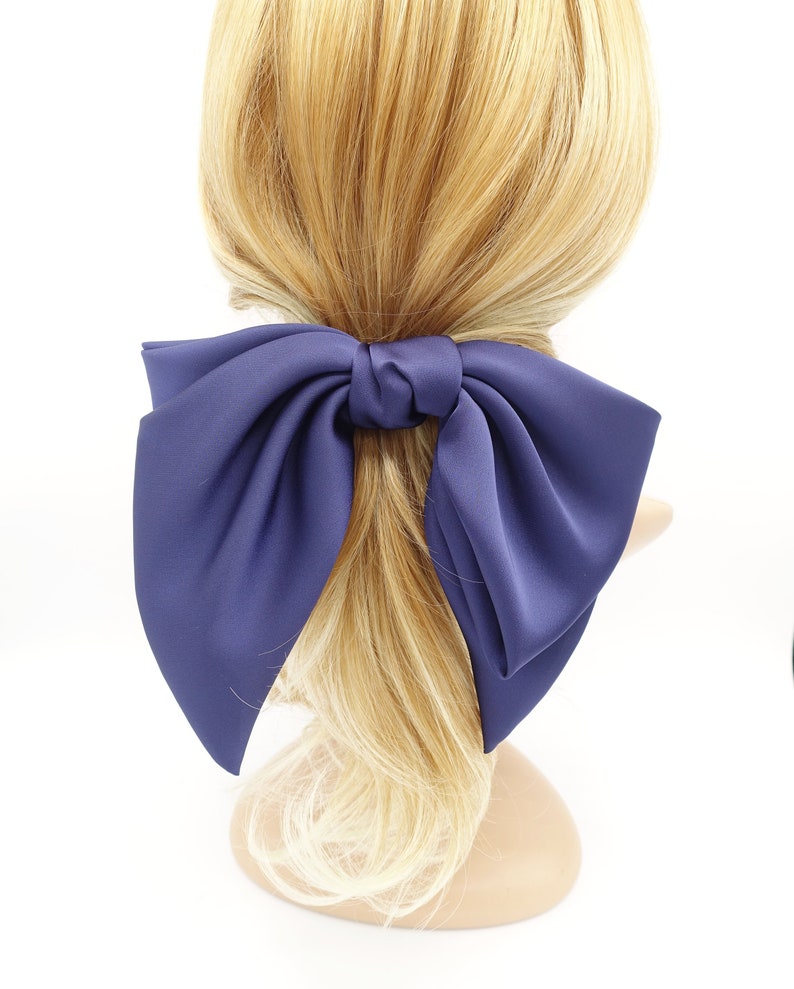 Aura satin hair bow big women french barrette french barrette | Etsy