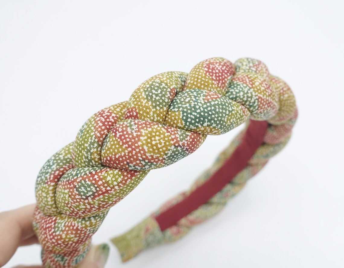 Silk braided headband floral padded hairband luxury hair | Etsy