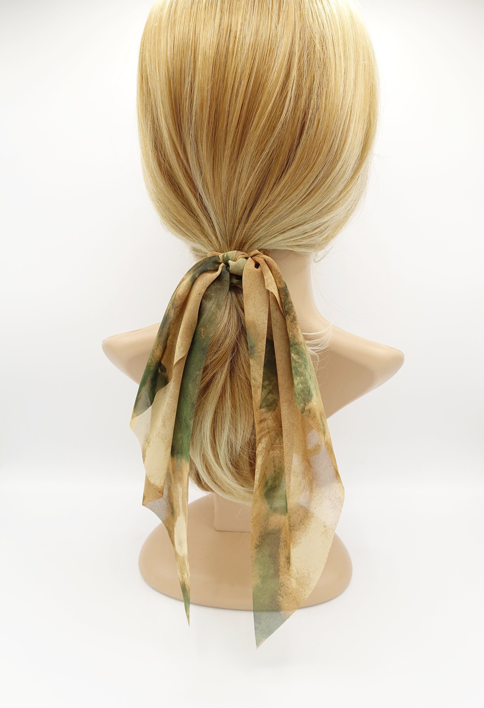 Chiffon Pale Color Long Tail Scrunchies Bow Knotted Scrunchie Women ...