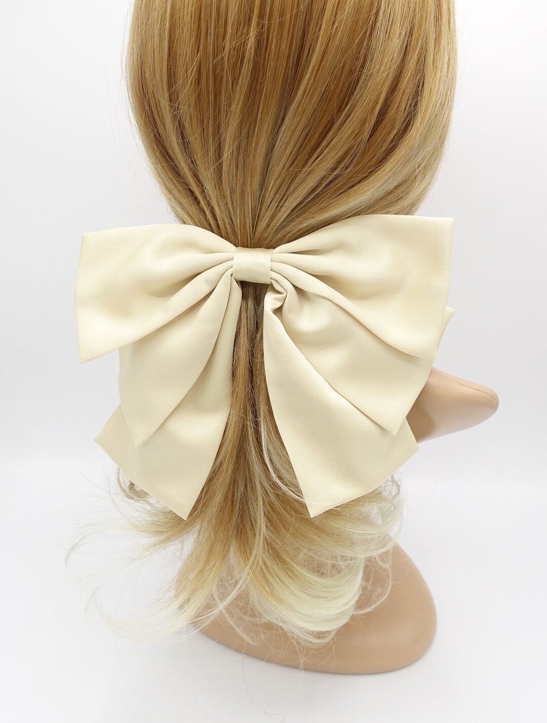 Droopy Satin Hair Bow Double Layered Hair Accessory for Women - Etsy