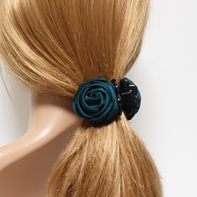Satin Mini Rose Hair Clamp Women Flower Hair Accessory | Etsy