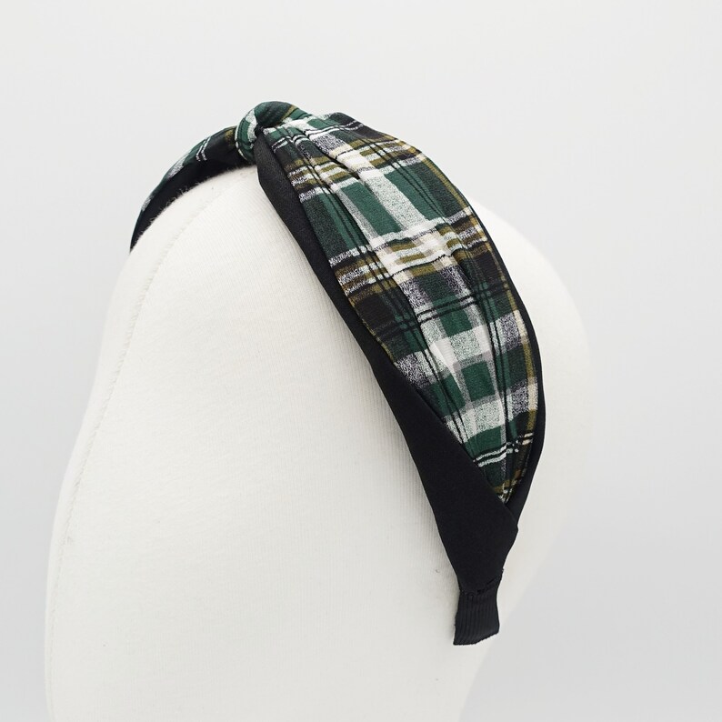 Plaid Check Headband Layered Knot Hairband Causal Woman Hair Accessory ...