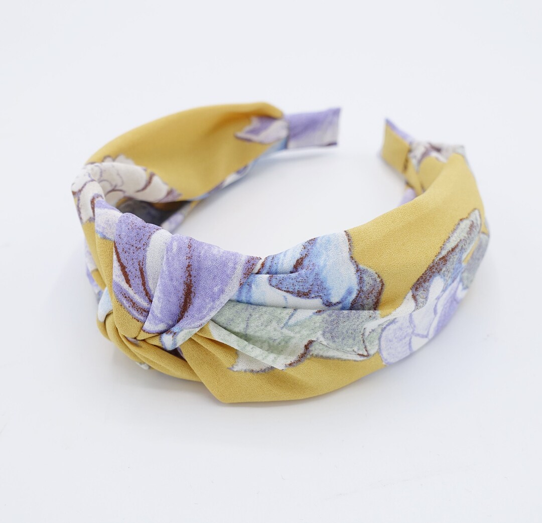 Big Flower Print Knotted Headband Chiffon Spring Hairband Women Hair ...