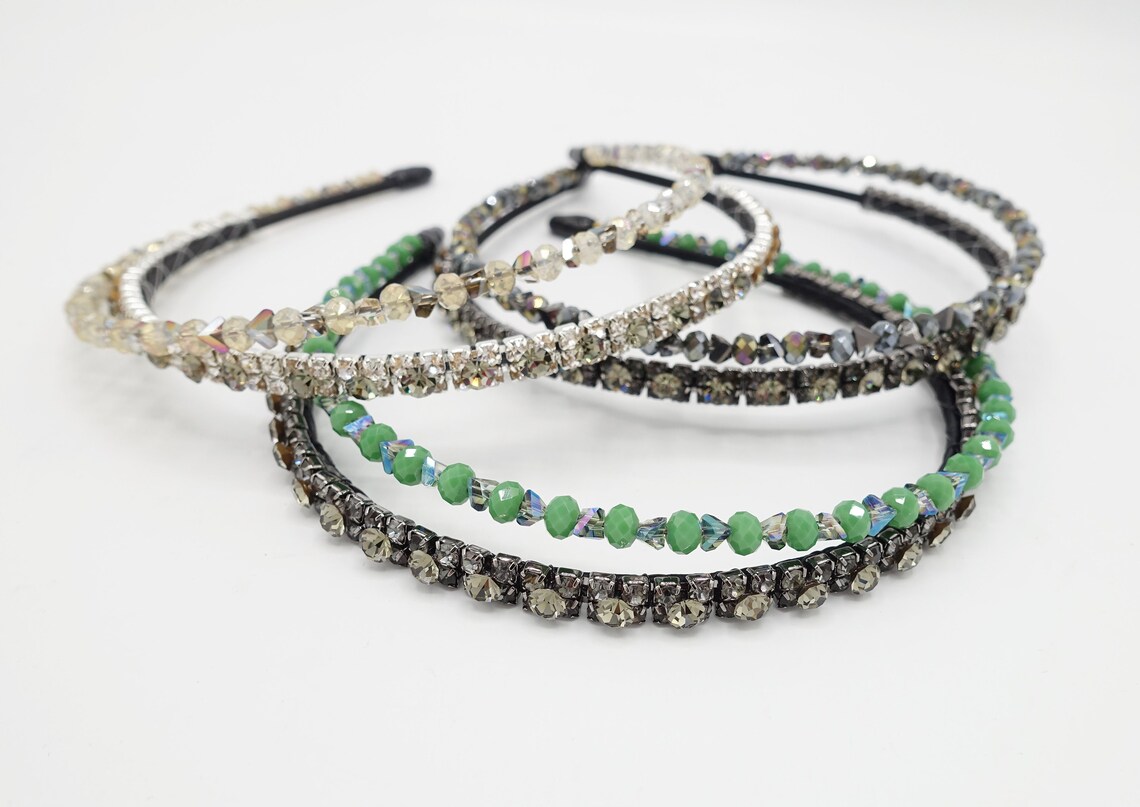 Jeweled Double Headband Rhinestone Crystal Embellished - Etsy