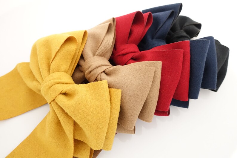 Woolen Layered Bow V Style Tail Hair Bow French Barrette for | Etsy