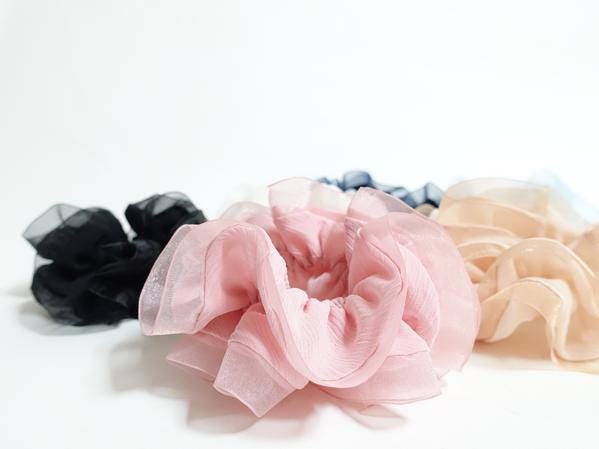 Mesh Trim Chiffon Scrunchies Hair Elastics Women Hair | Etsy