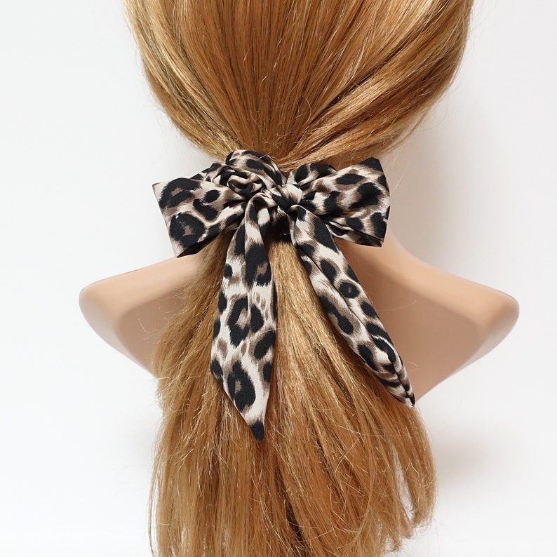 Leopard Print Bow Knot Scrunchy Animal Print Pattern Tail - Etsy