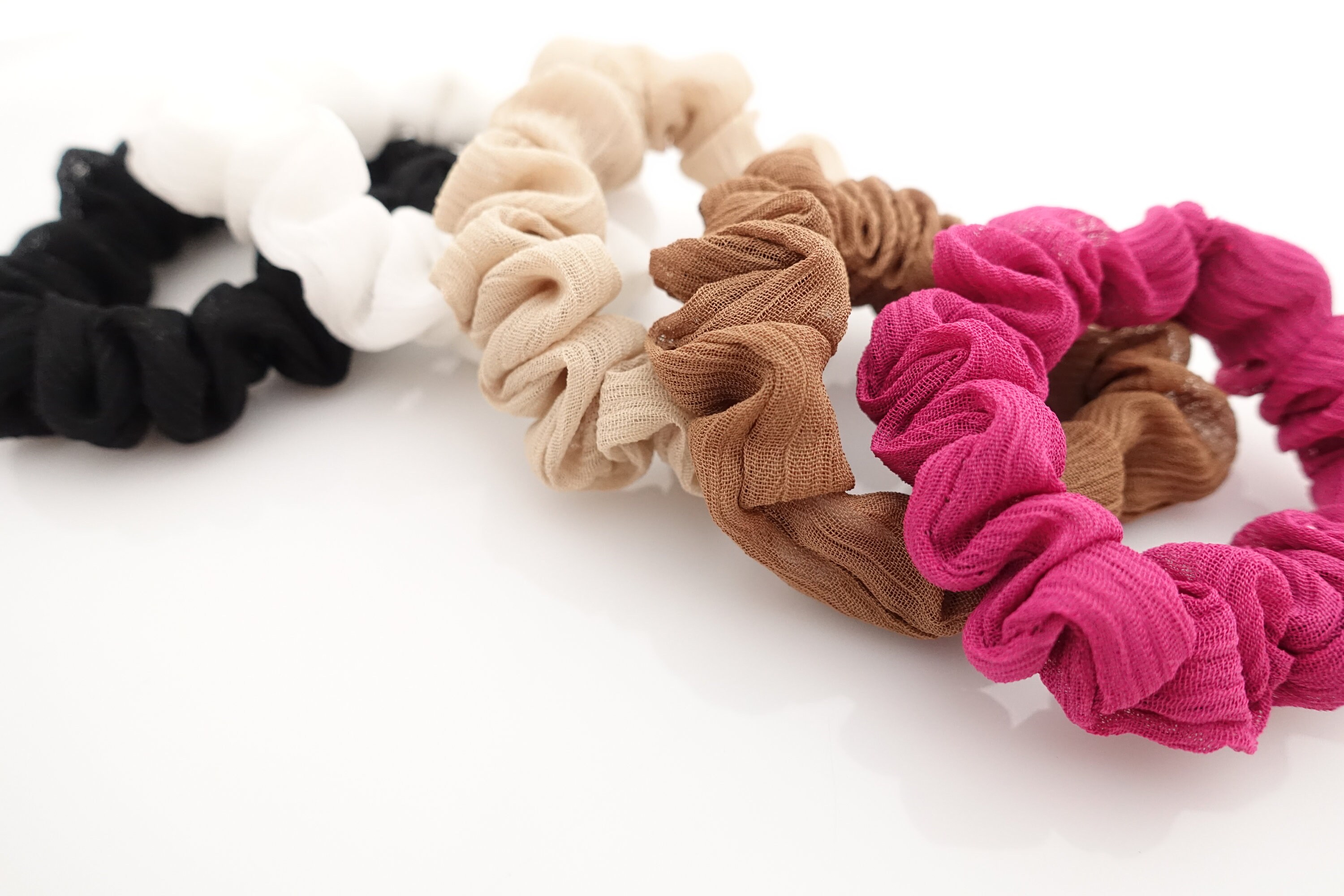 A Set of 5 Mini Chiffon Scrunchies Set Solid Color Scrunchy - Etsy