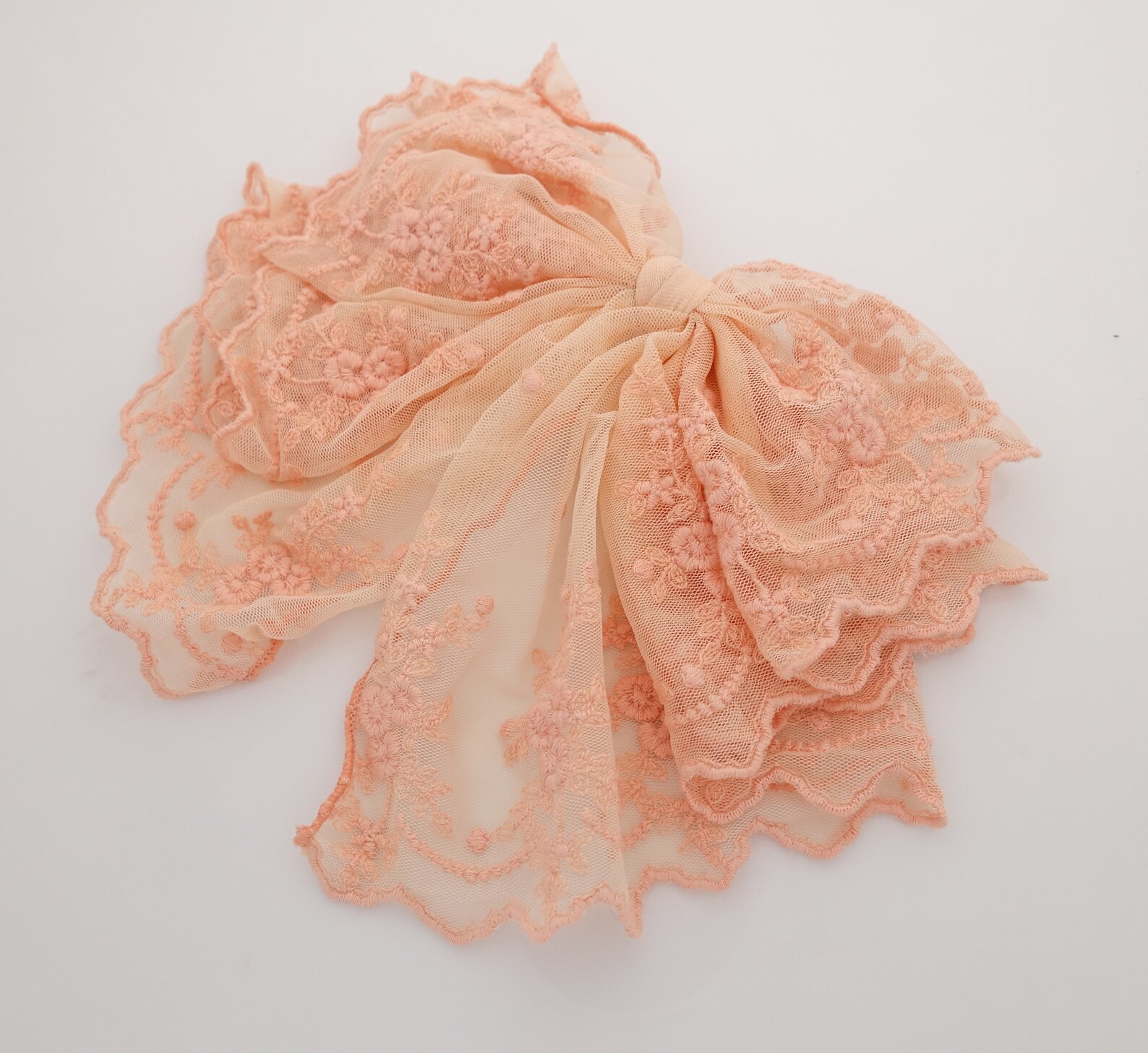 Floral Lace Drape Bow Translucent Mesh Bow Hair Accessory for - Etsy