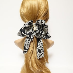 Scarf Pattern Print Chiffon Bow French Hair Barrette Women Hair ...
