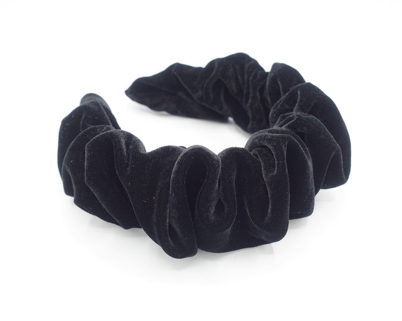 Silk velvet volume wave headband luxury style black worm | Etsy