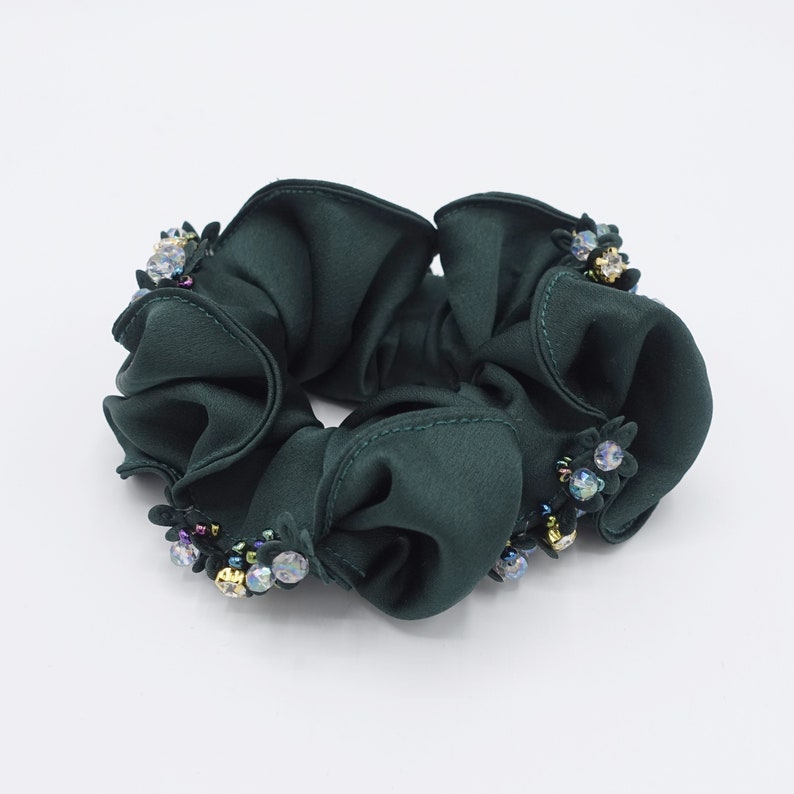 Satin Scrunchies Rhinestone Beads Embellished Scrunchie - Etsy