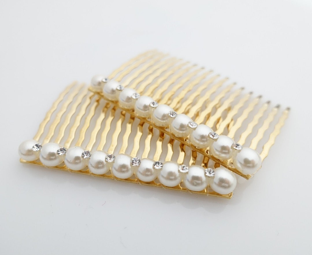 A Set of Pearl Rhinestone Decorative 18 Teeth Hair Combs - Etsy