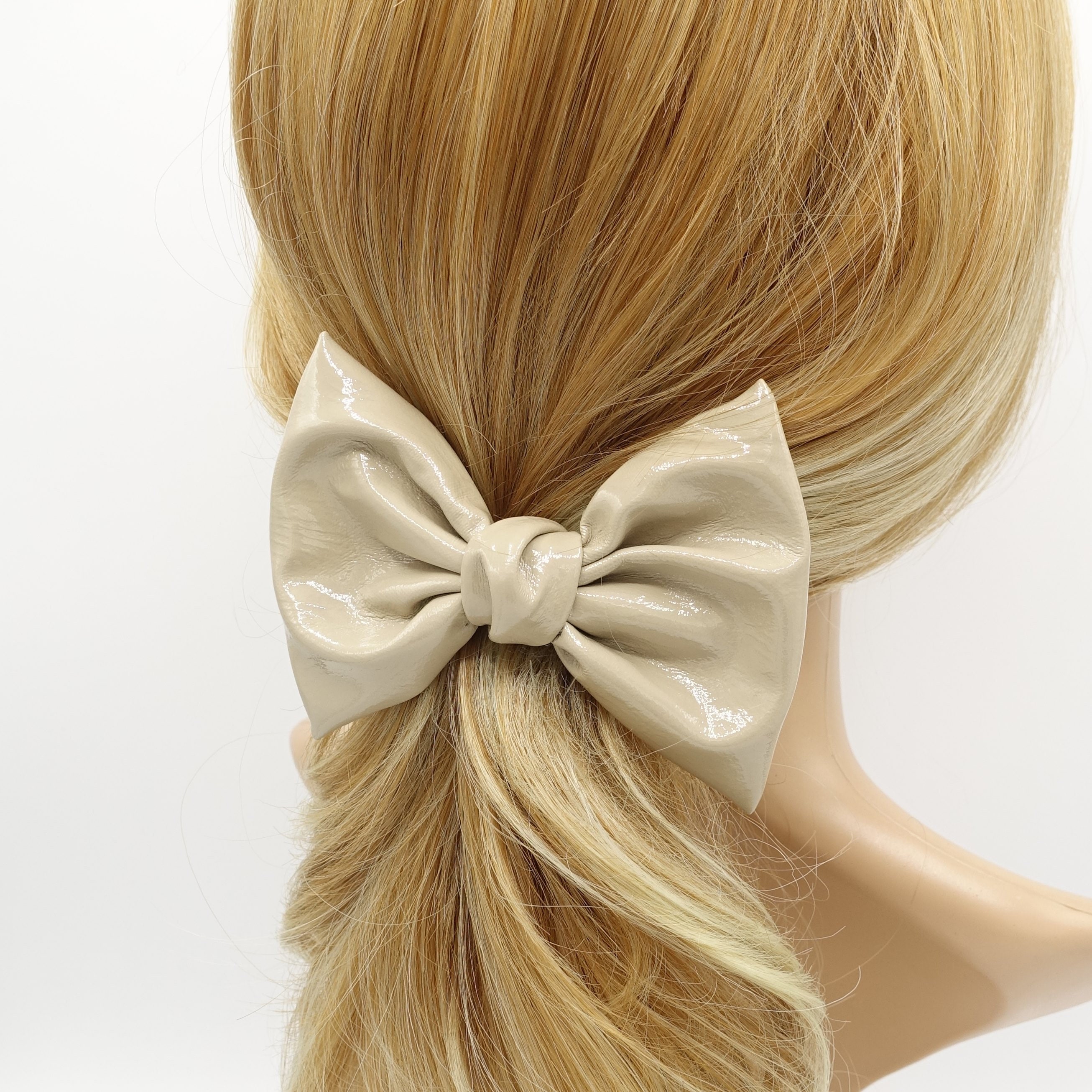 Glossy Patent Leather Hair Bow Barrette Casual Hair Accessory for Women ...