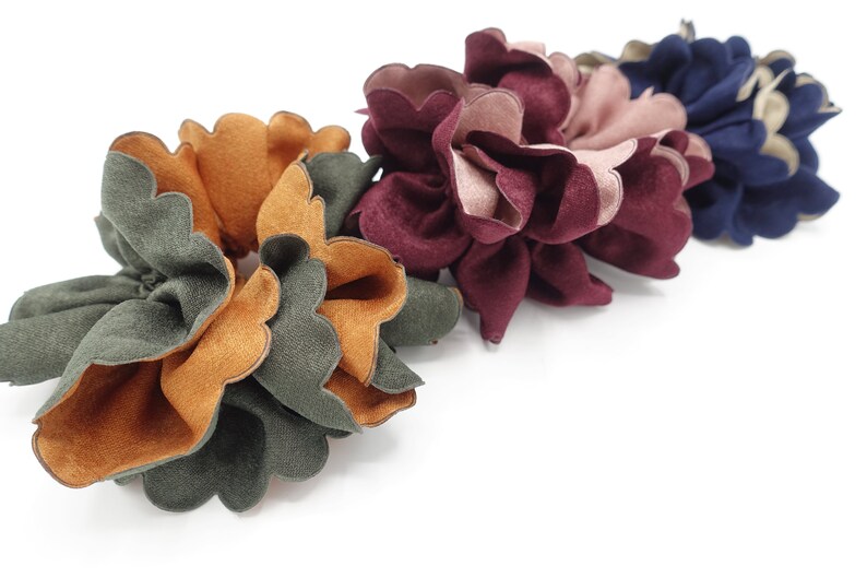 Two Tone Scrunchies Micro Fiber Floral Petal Scrunchie Hair - Etsy