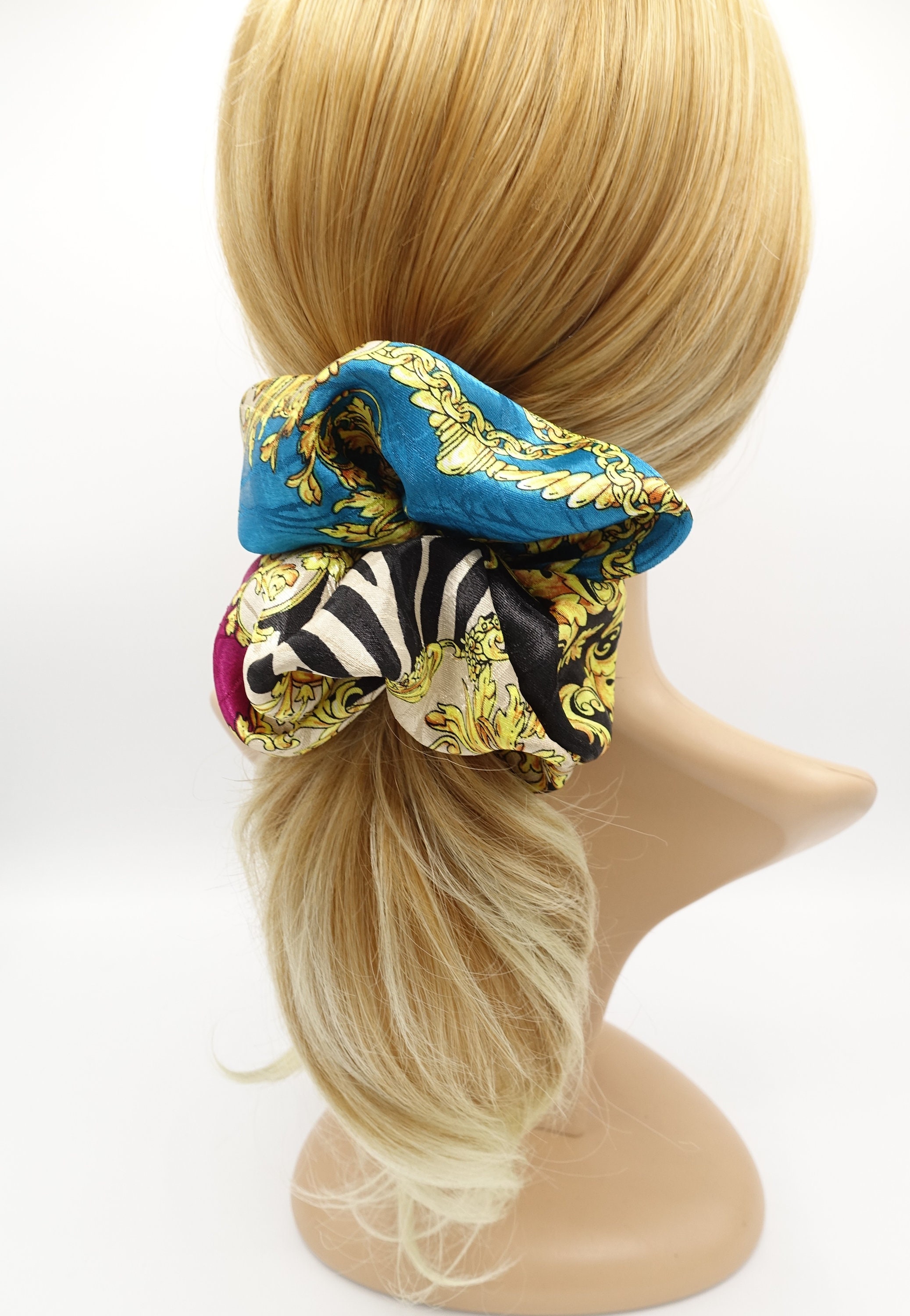 Stylish oversized scrunchies multi pattern print hair | Etsy