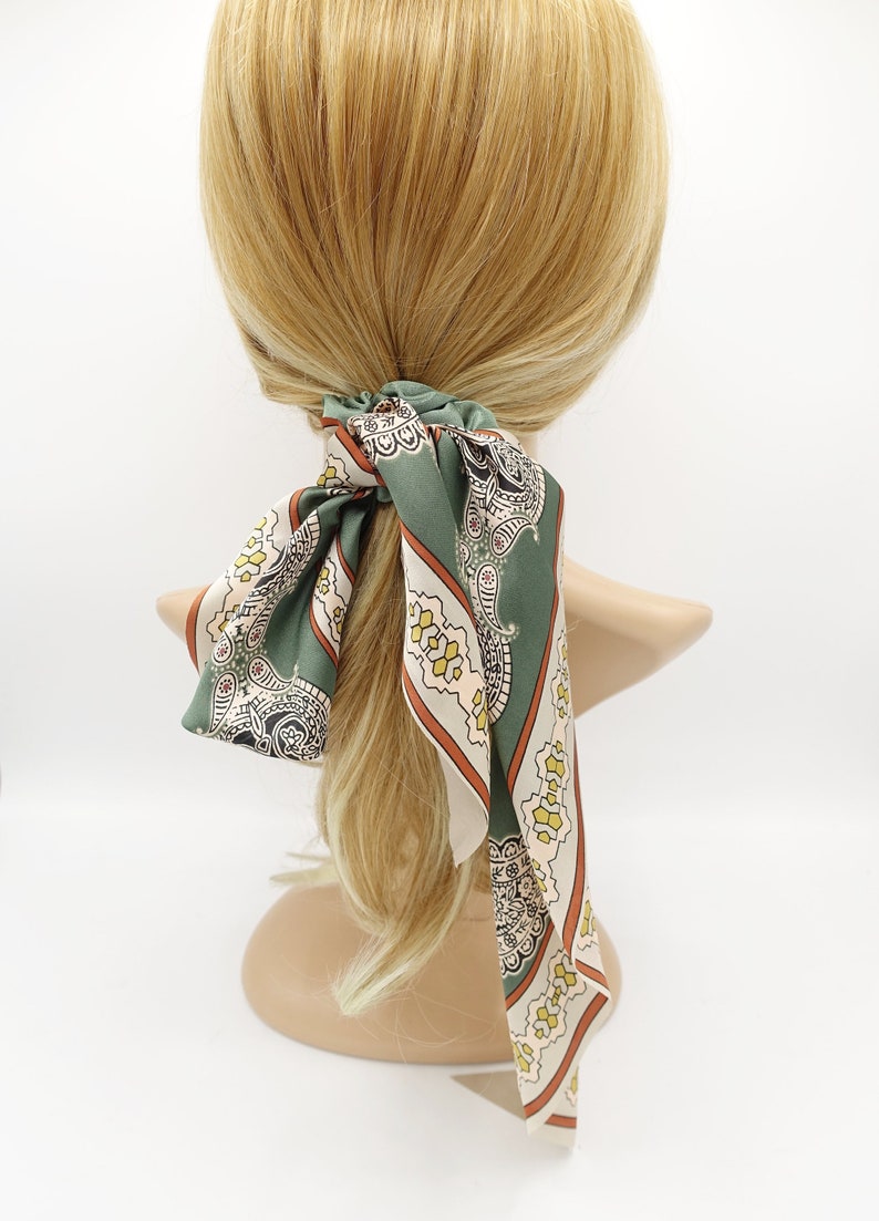 Big paisley scarf scrunchies satin knot hair elastic scrunchie | Etsy