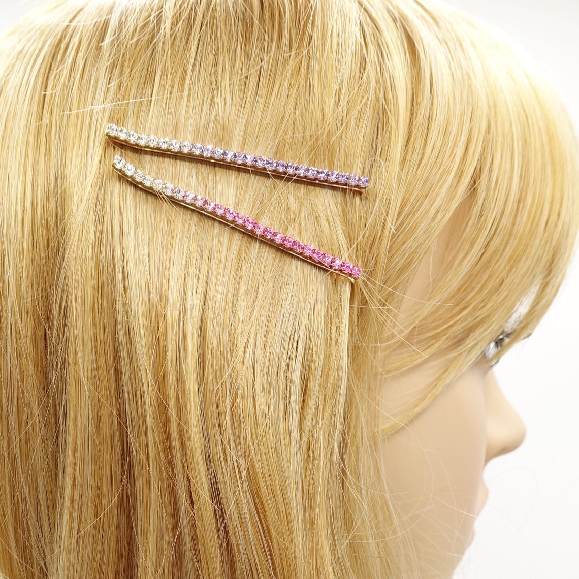 Rainbow rhinestone decorated bobby pin | Etsy