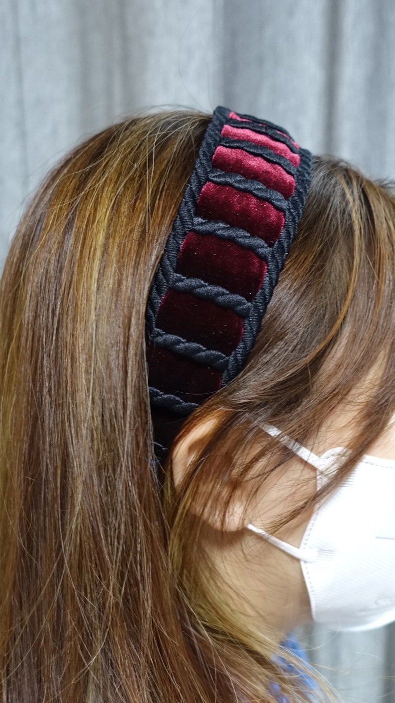 Velvet Headband Rectangle Frame Embellished Hairband Unique Fall Winter ...