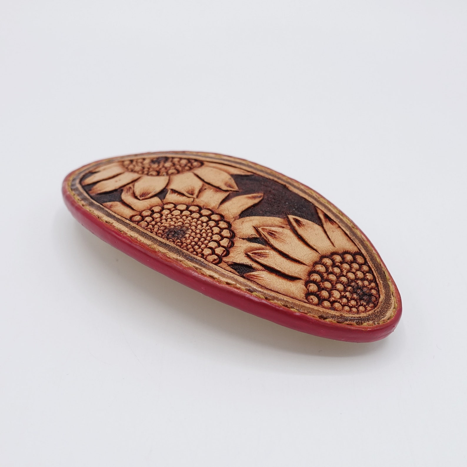 Sunflower Hair Barrette Leather Hair Barrette Handmade Hair - Etsy