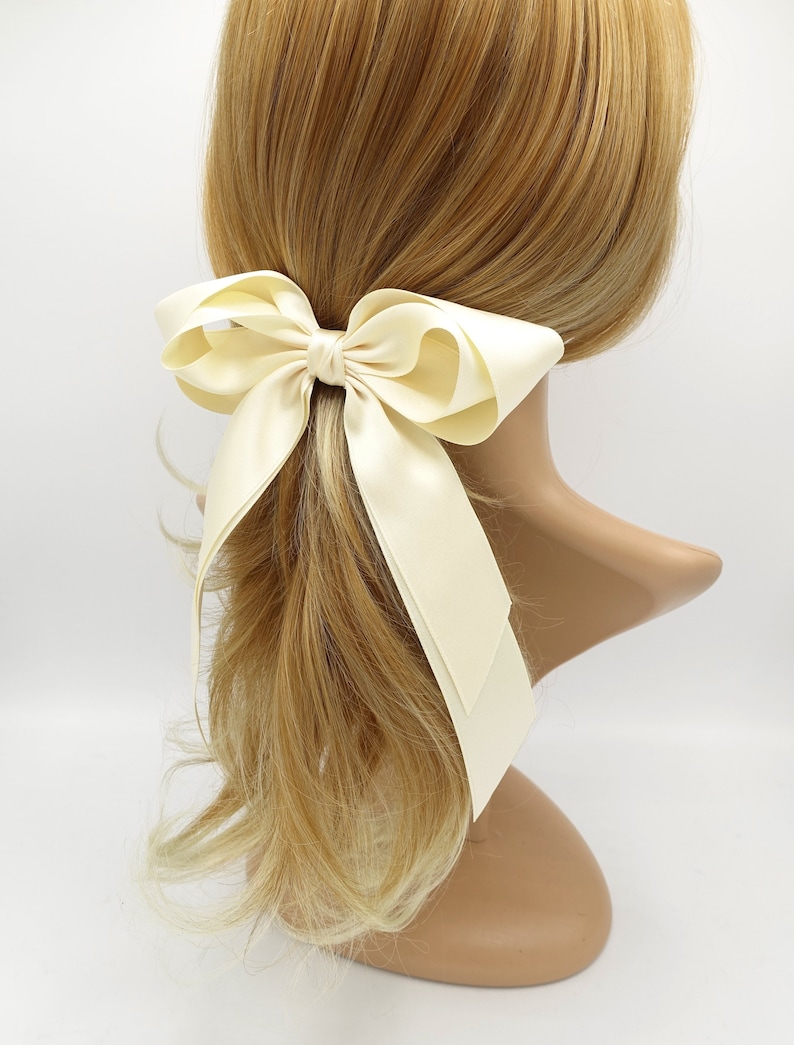 Satin Layered Double Tail Hair Bow - Etsy