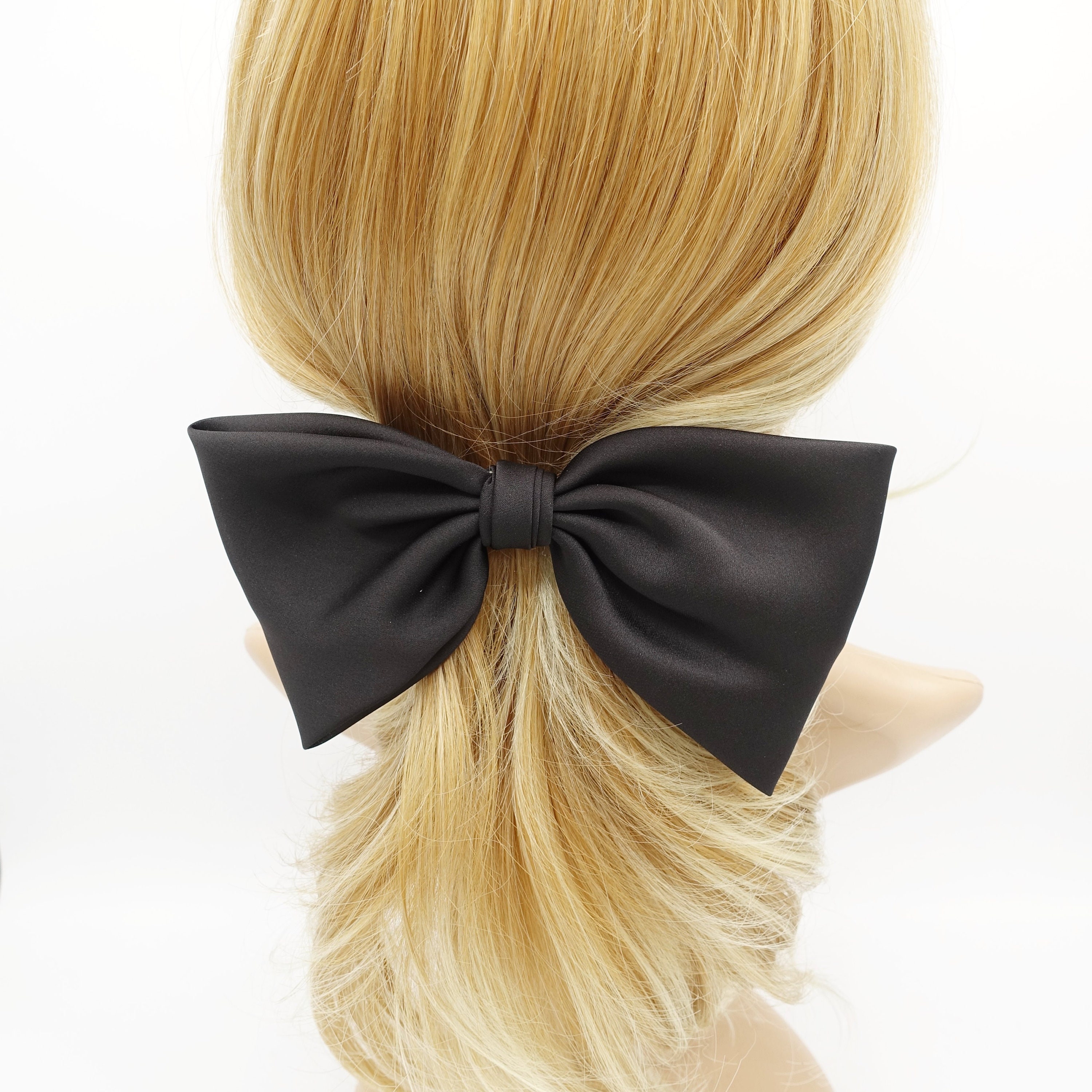 Glossy Basic Satin Hair Bow Women Hair Accessory Etsy