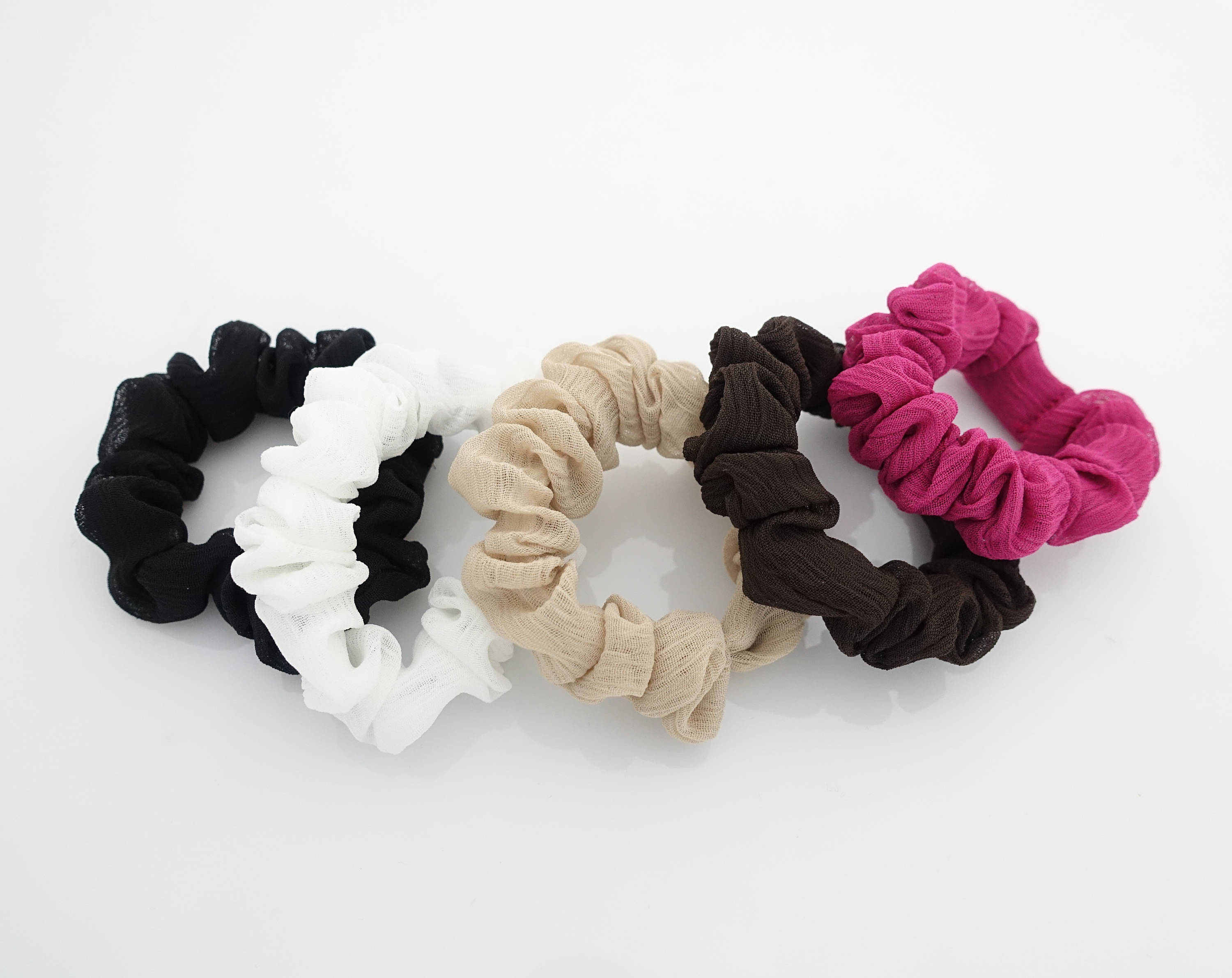 A set of 5 Mini Chiffon Scrunchies Set Solid Color scrunchy | Etsy
