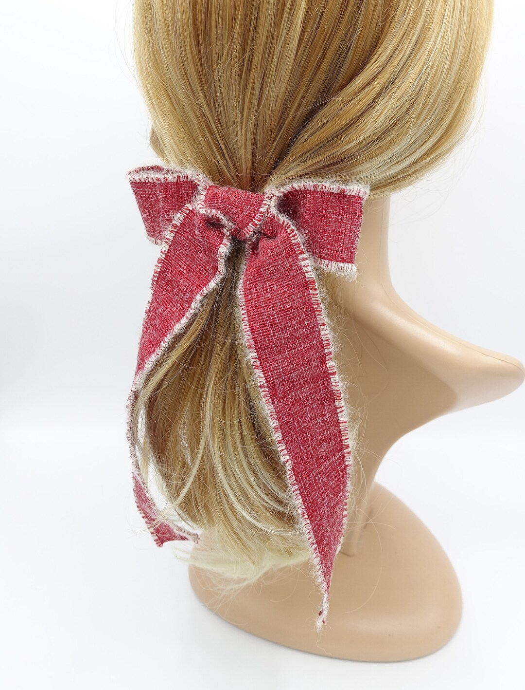 Woolen Hair Bow Frayed Edge Tail Hair Accessory for Women - Etsy