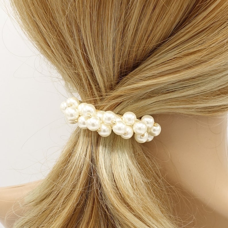 Pearl Half Moon Ponytail Barrette Clip Hair Accessory - Etsy
