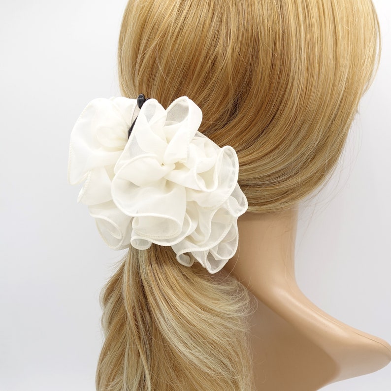 Handmade Ruffle Chiffon Banana Hair Clip: Fabric Wave Design - Etsy
