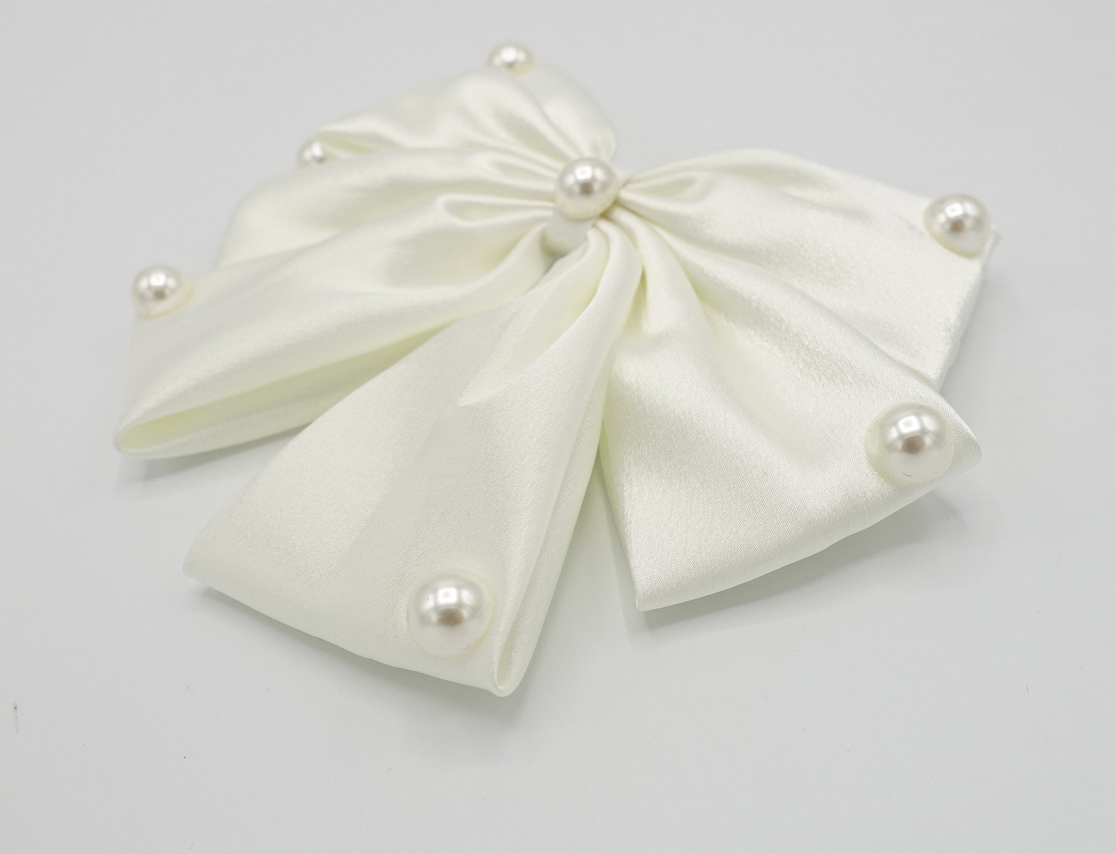 Pearl Embellished Satin Hair Bow for Women - Etsy