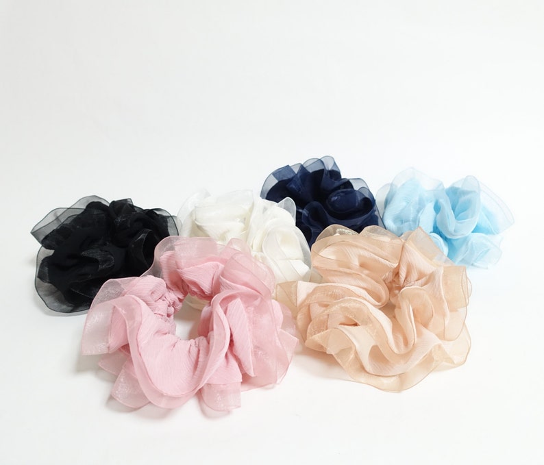 Mesh Trim Chiffon Scrunchies Hair Elastics Women Hair - Etsy