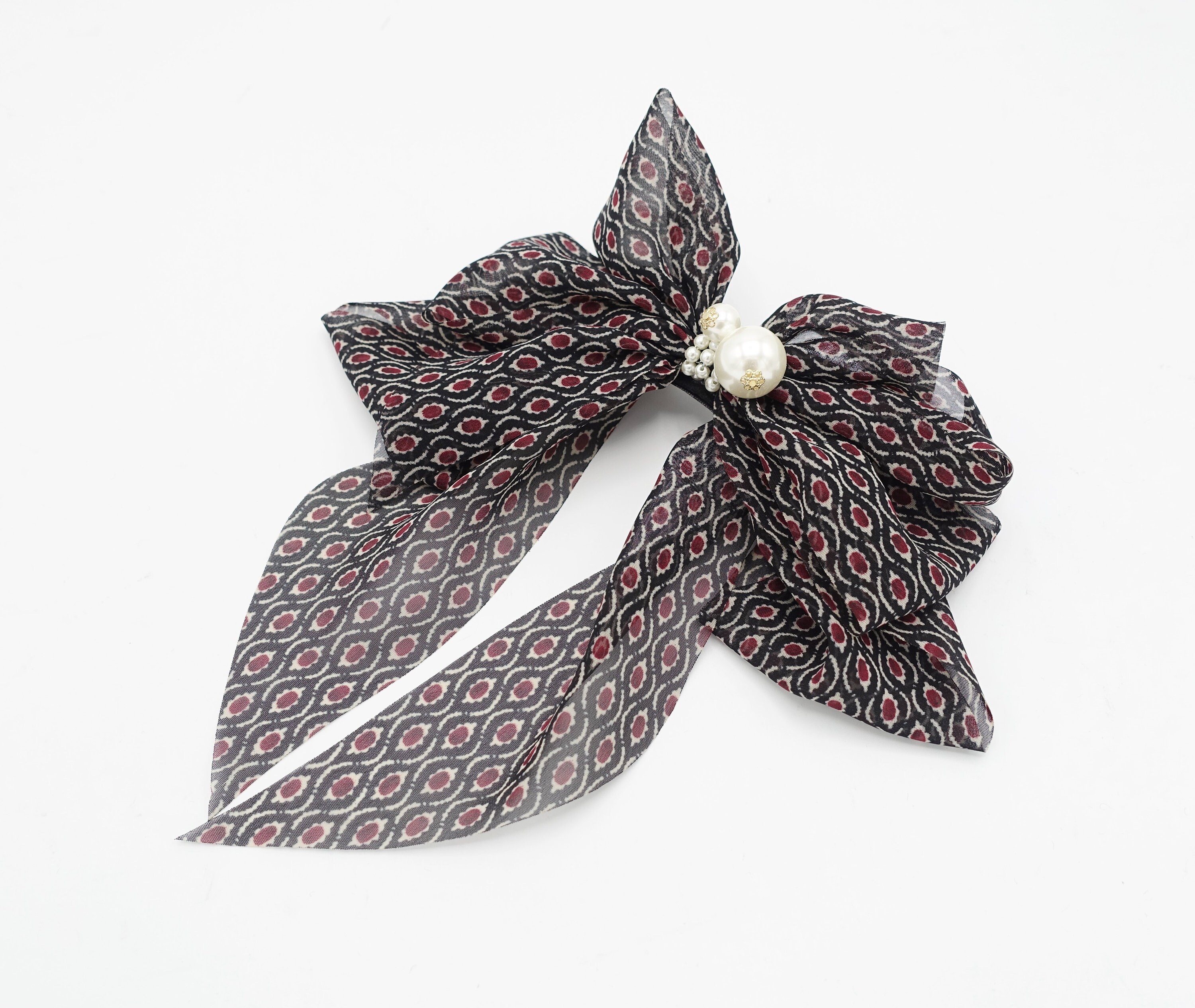 Retro Print Hair Bow Chiffon Hair Accessory for Women - Etsy