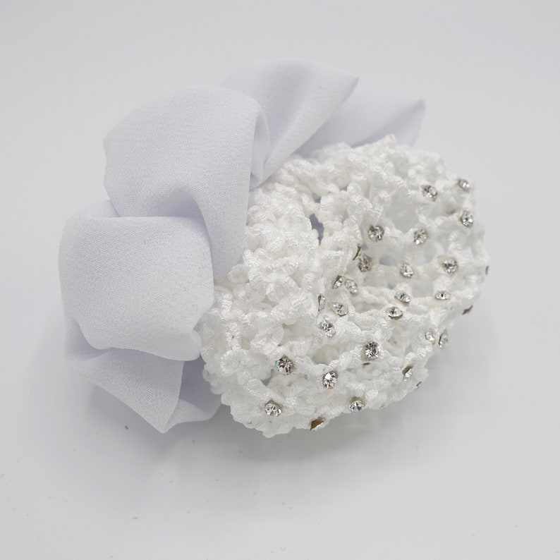 Rhinestone Bun Net Chiffon Decorated Snood Hair Claw Women Hair ...