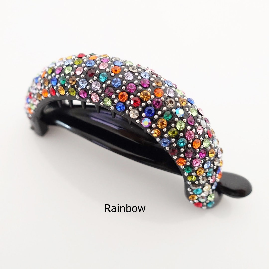 Color Rhinestone Mounted Hair Moon Hair Claw Clip Dazzling Hair Claw ...