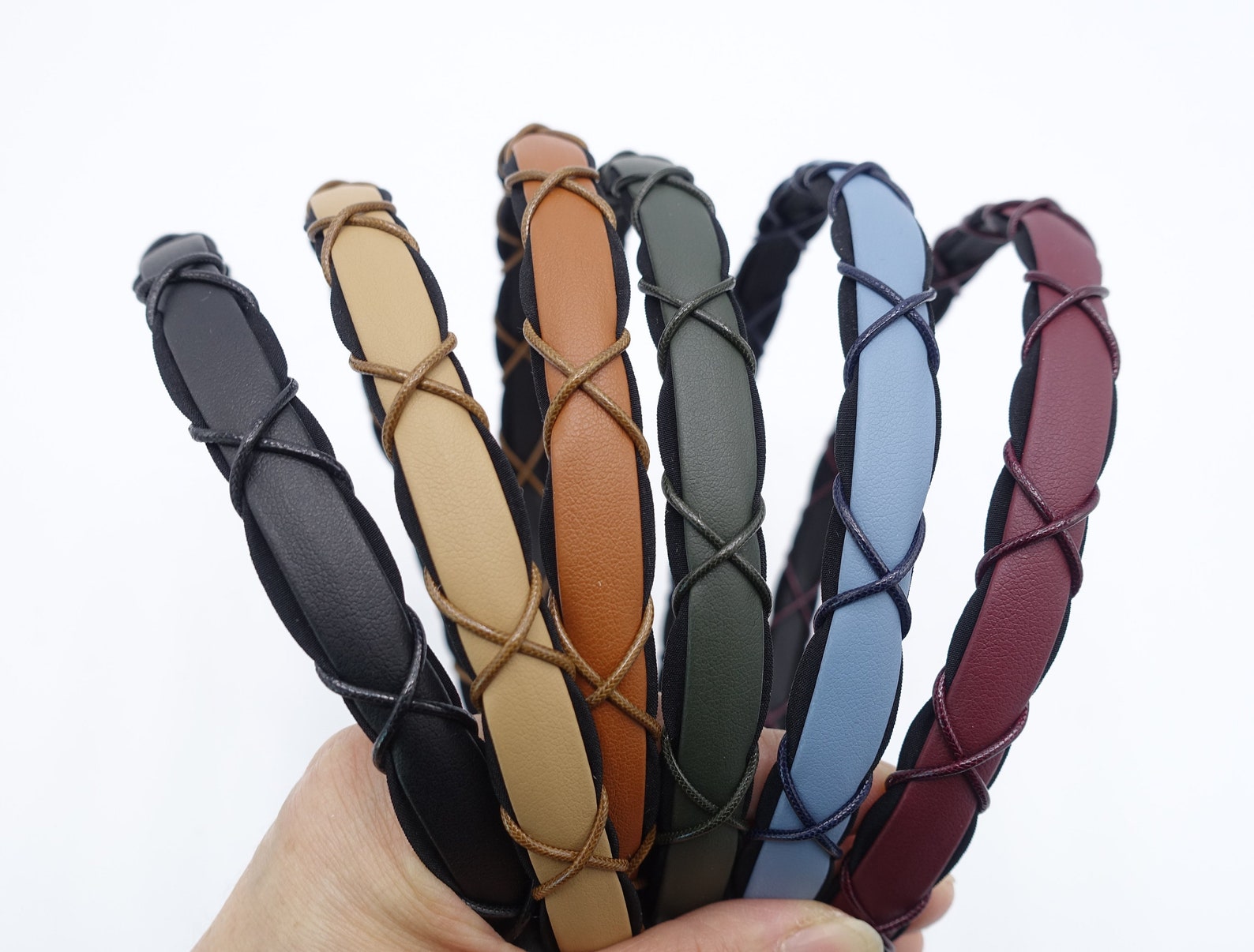 String X Knot Decorated Leather Headband - Etsy