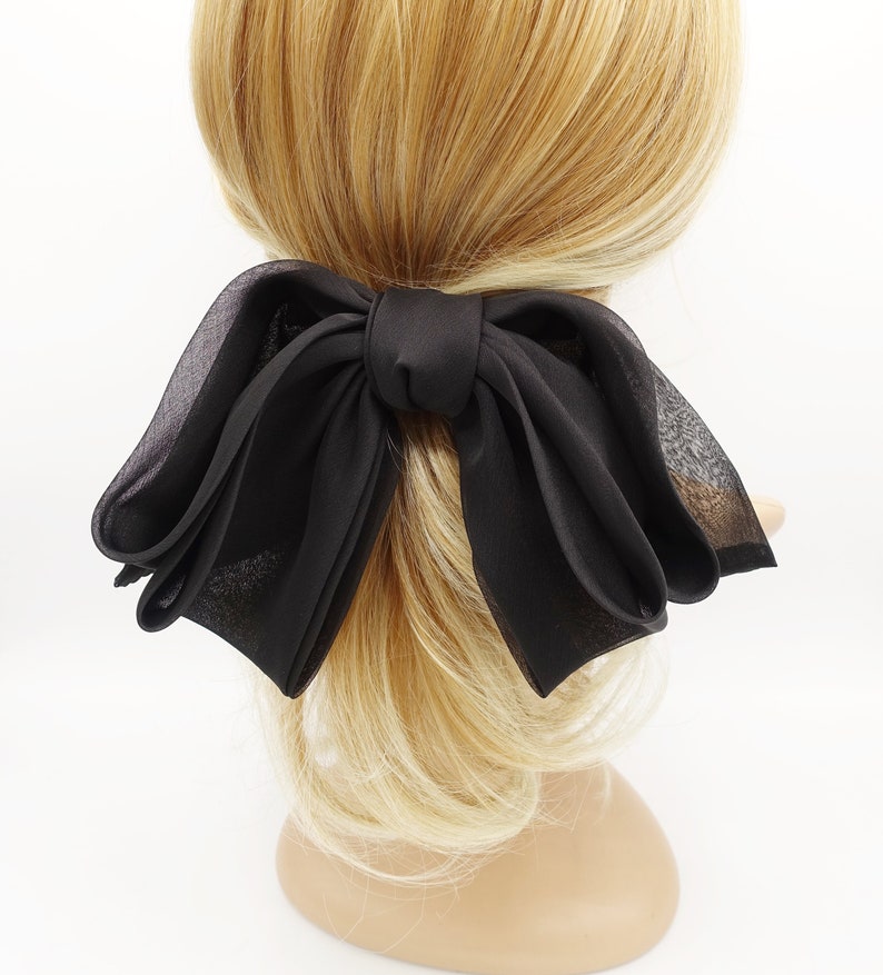 Big Silk Chiffon Hair Bow Double Layered Droopy Bow Hair - Etsy