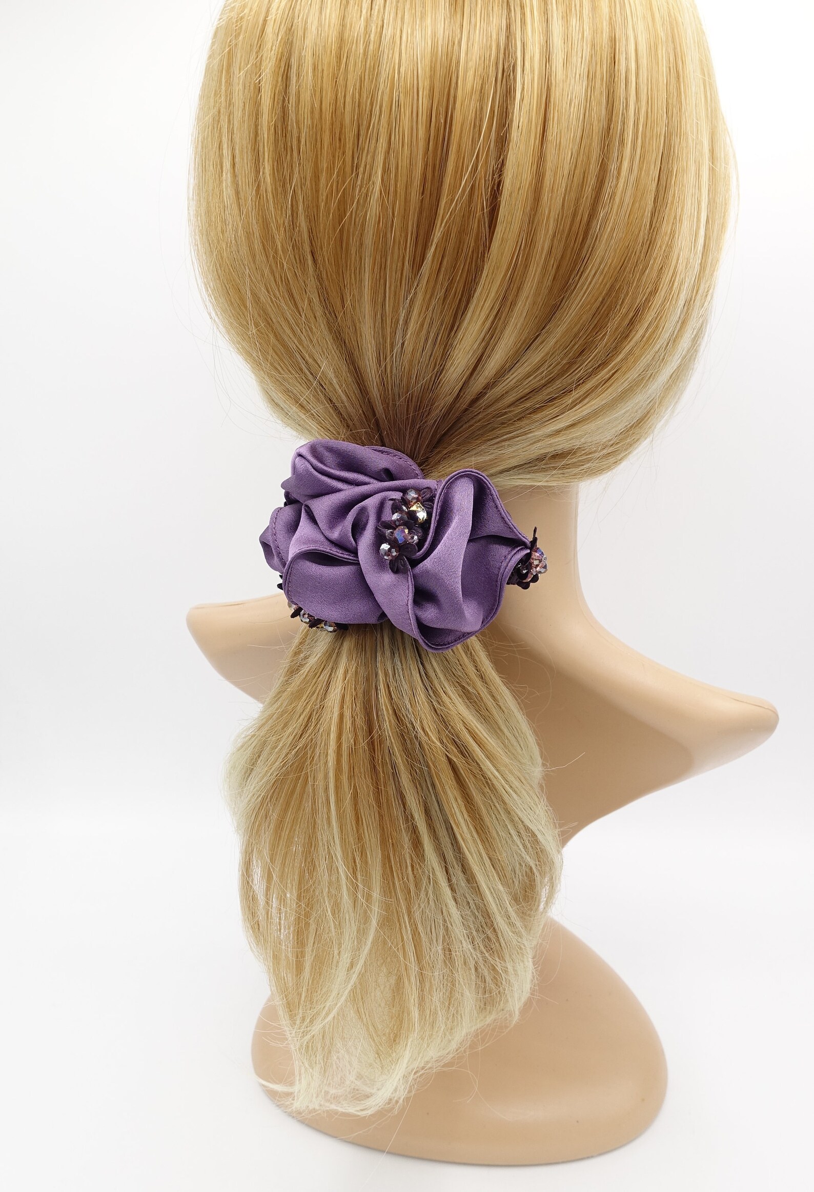 Satin Scrunchies Rhinestone Beads Embellished Scrunchie - Etsy