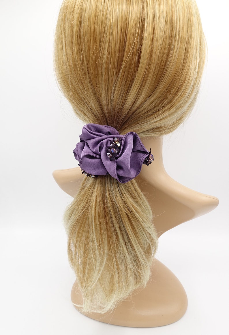 Satin Scrunchies Rhinestone Beads Embellished Scrunchie - Etsy