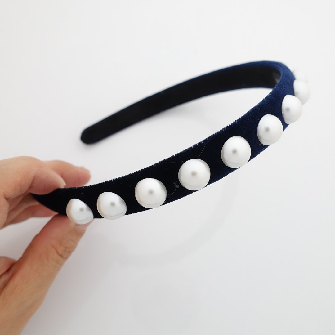 Pearl Decorated Velvet Hairband Elegant Fashion Headband for Woman - Etsy