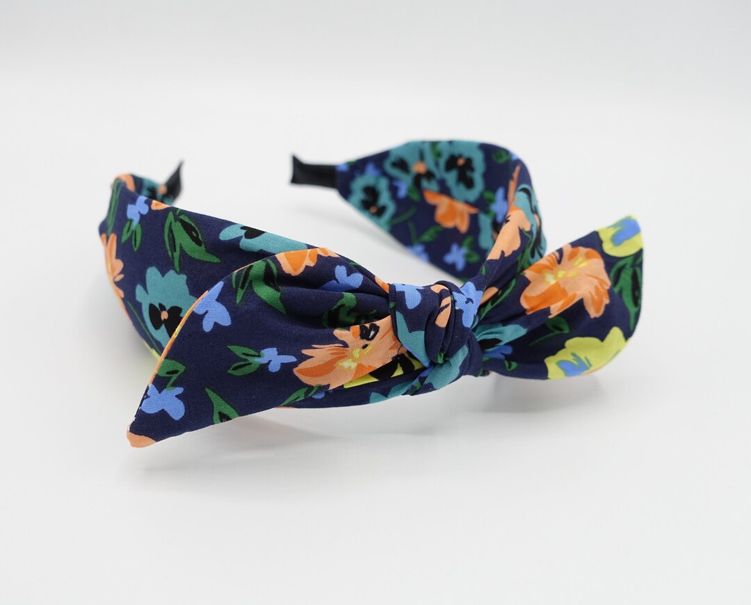 Vivid Spring Headband Floral Print Wired Bow Hairband Casual Hair ...