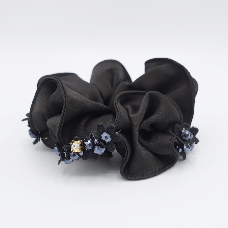 Satin Scrunchies Rhinestone Beads Embellished Scrunchie - Etsy