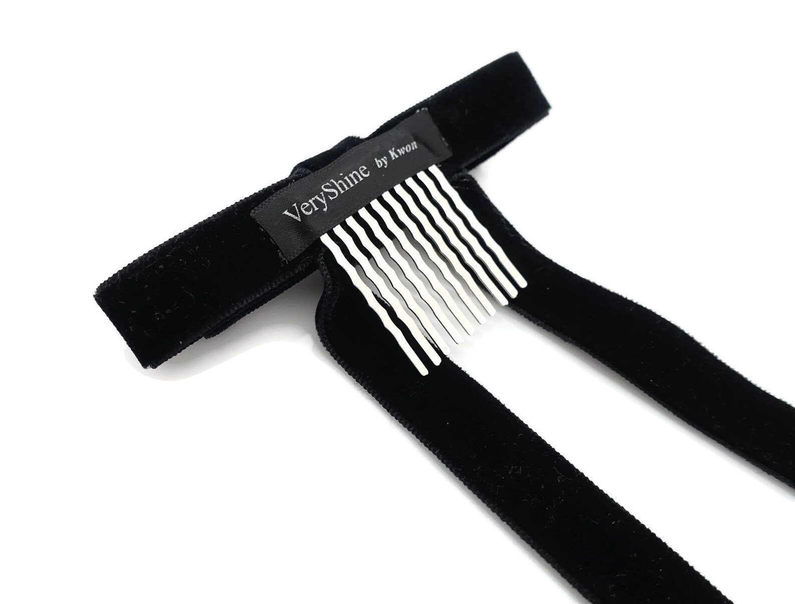 Velvet Bow French Barrette Comb Hair Elastic Stylish Black - Etsy