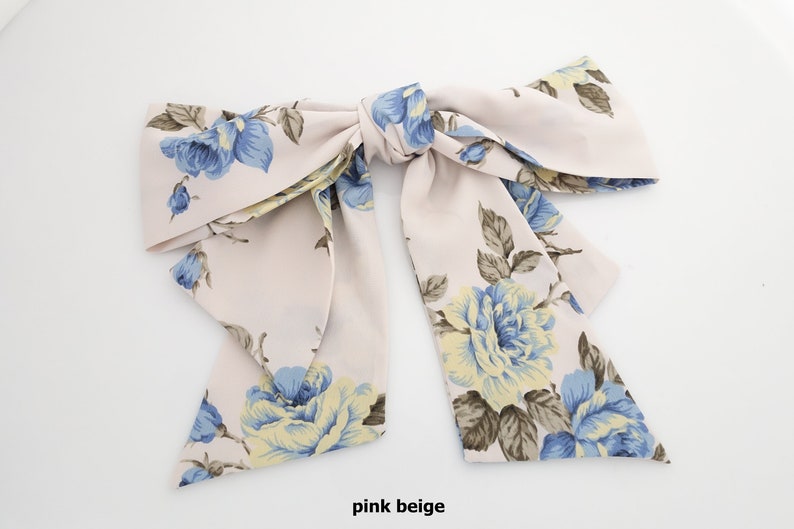 Big Flower Print Pattern Layered Droopy Tail Bow French Barrette ...