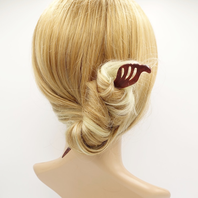 Wood carved motif hair stick | Etsy