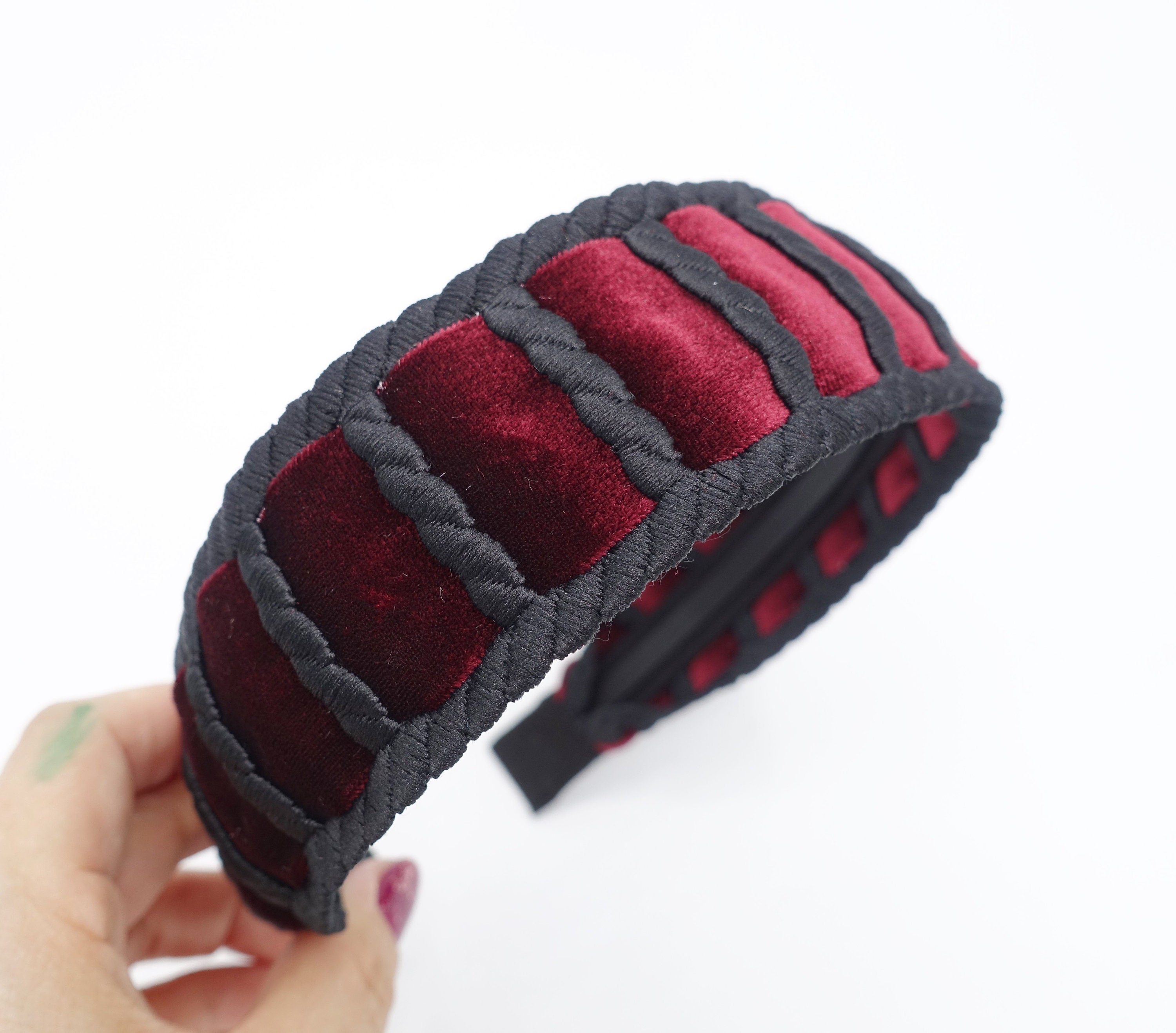 Velvet Headband Rectangle Frame Embellished Hairband Unique Fall Winter ...