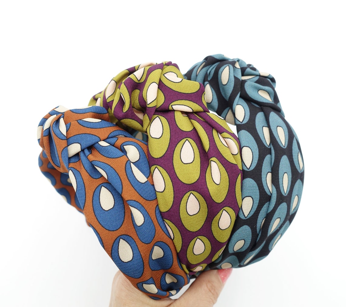 Elliptical Water Drop Print Headband Knotted Hairband Women | Etsy