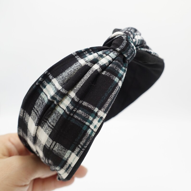 Plaid Check Headband Layered Knot Hairband Causal Woman Hair Accessory ...