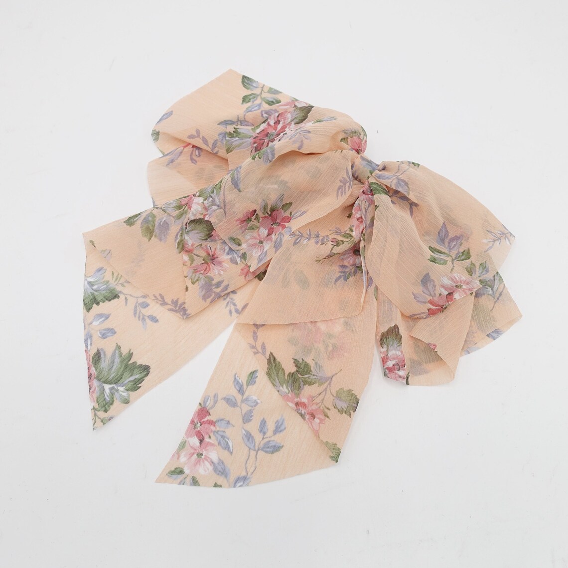 Chiffon Floral Layered Hair Bow Droopy Style Feminine - Etsy