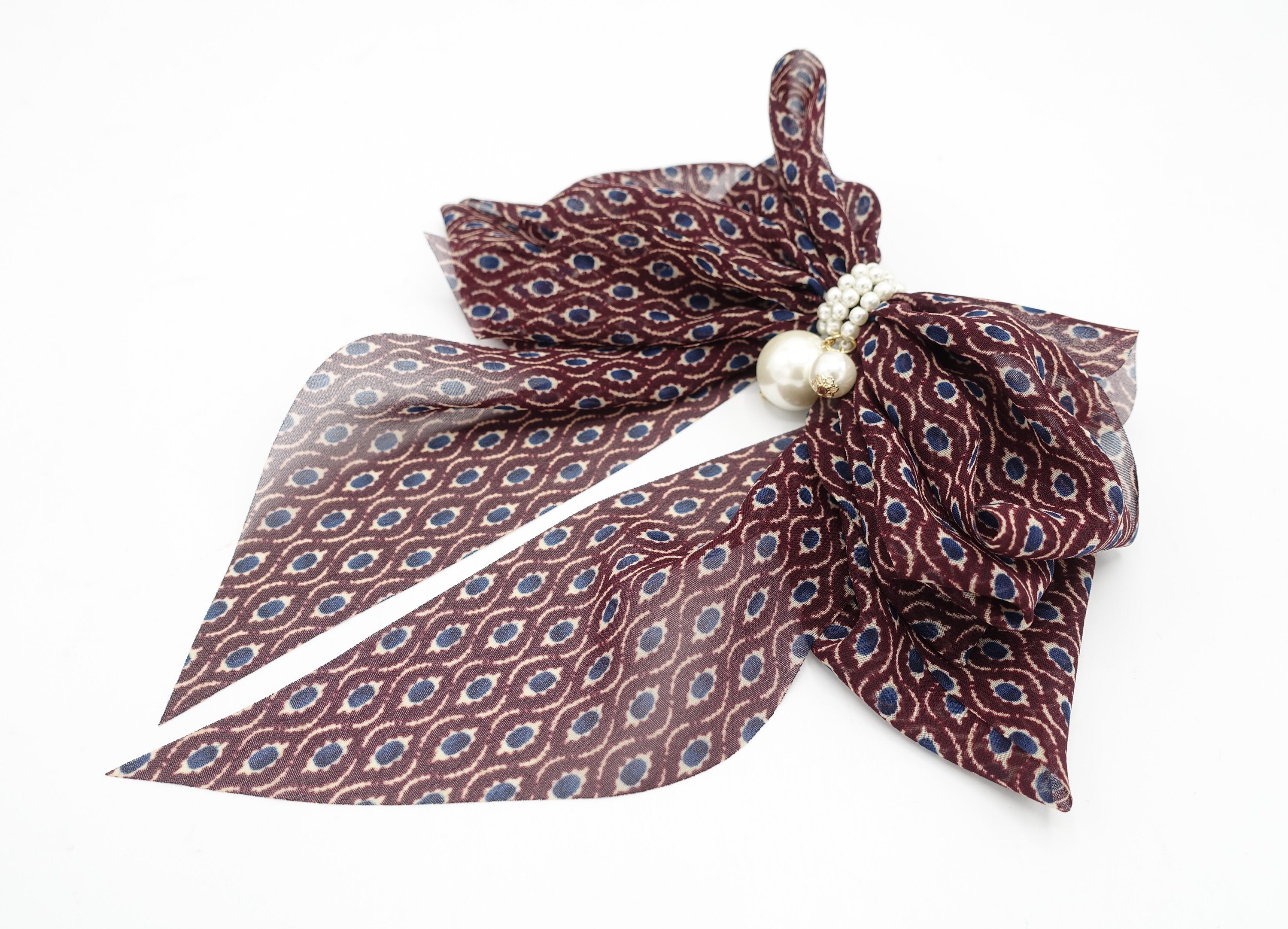Retro Print Hair Bow Chiffon Hair Accessory for Women - Etsy